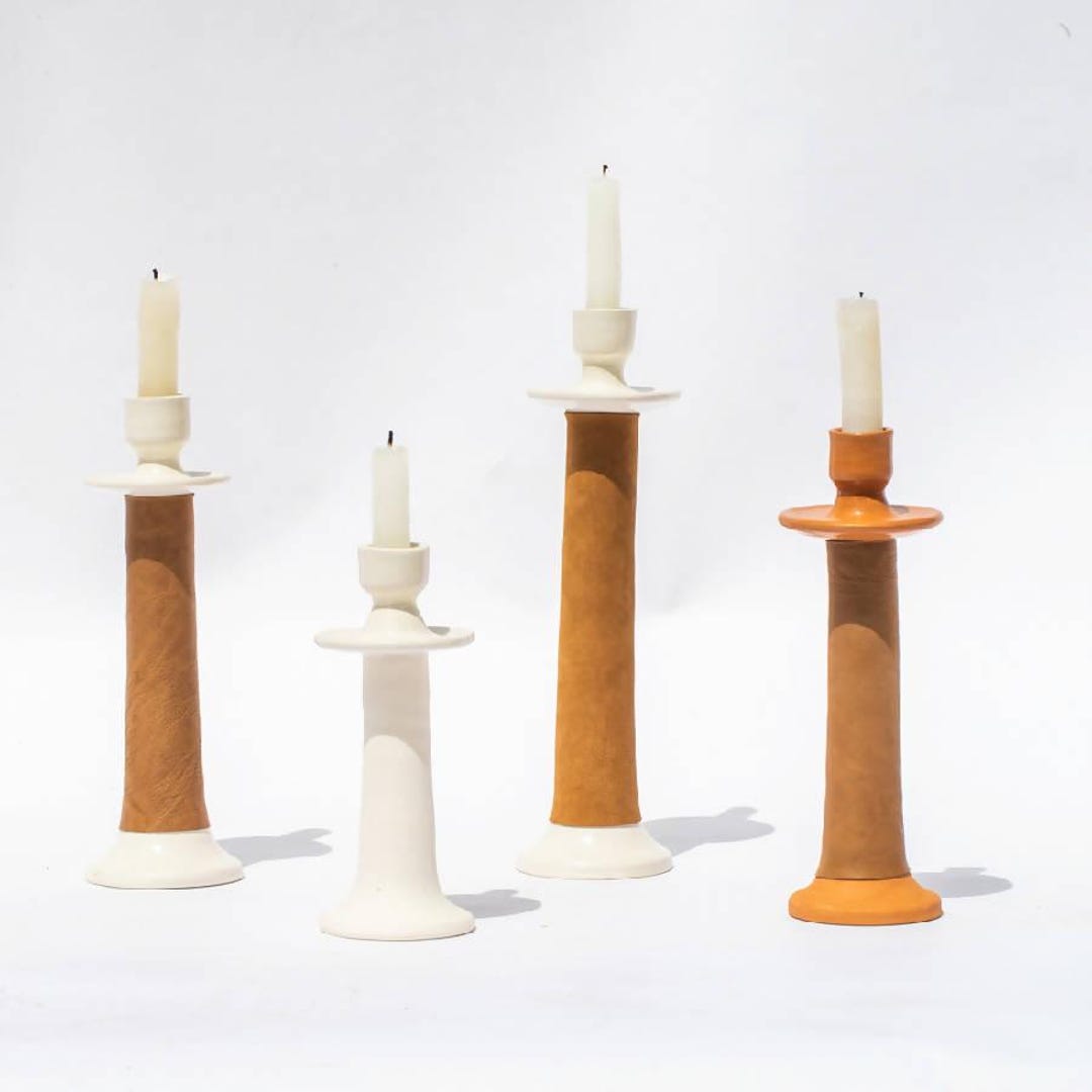 Leather-wrapped Candle Holder - Etsy