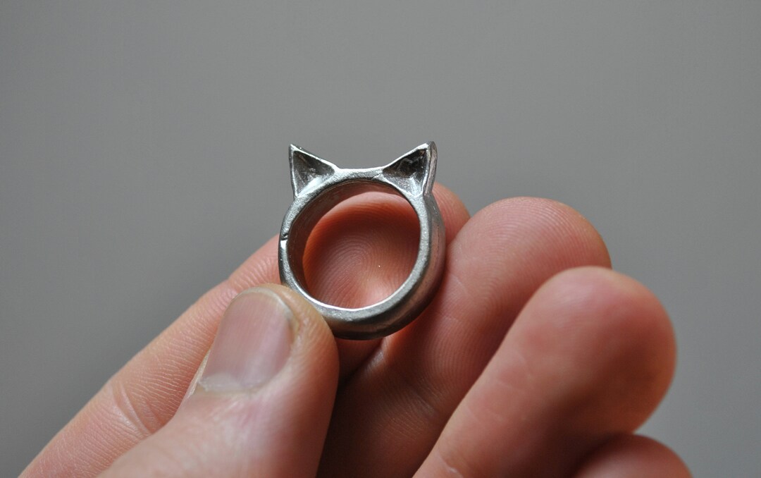 Hand Carved and Cast Pewter Cat Ring size 5 Only - Etsy