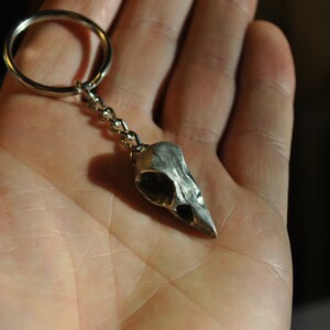 Hand Cast Pewter Crow Skull Key Chain - Etsy