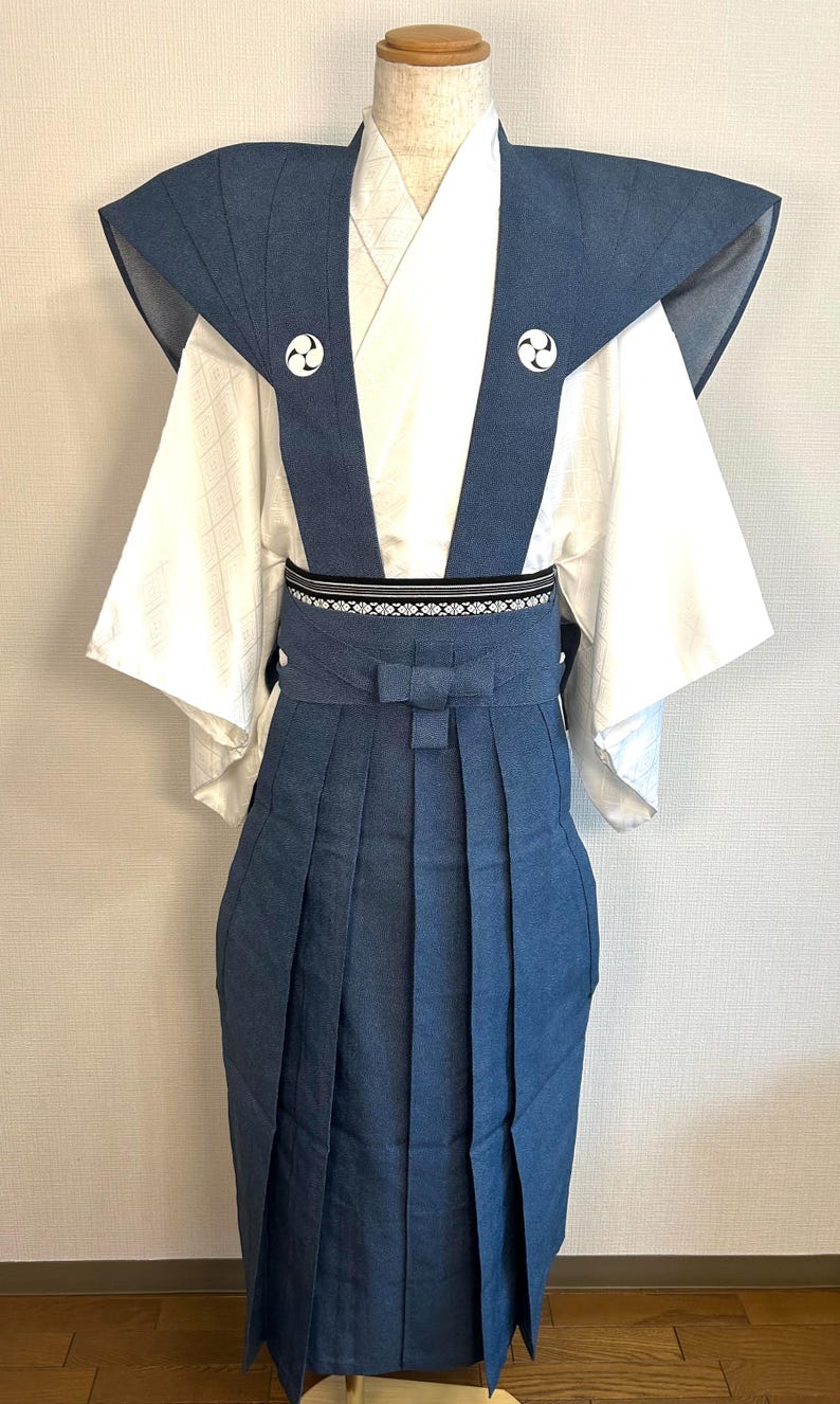 Kamishimo Total Set! Men's Samurai Bushi Costume M-L size (裃・着物セット・三つ巴 ...