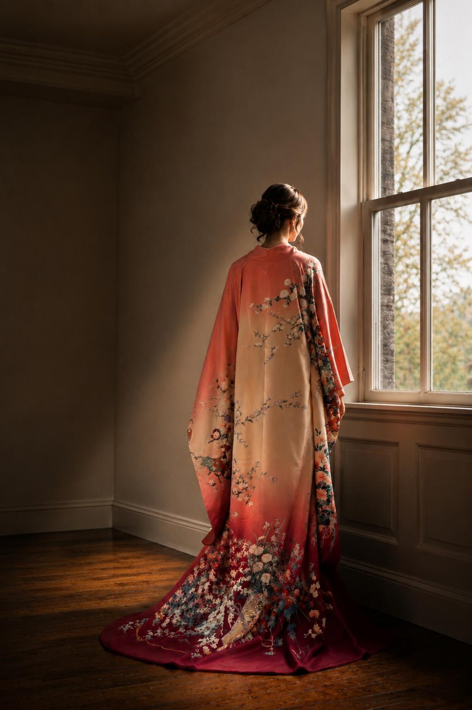 Vintage Pink Silk Furisode Kimono — Floral Japanese Kimono, One-of-a ...