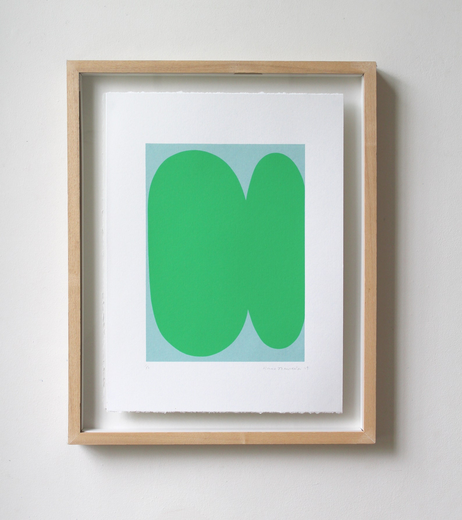 Retro Green and Blue Abstract Screenprint. Modern, Minimal Art by Emma ...