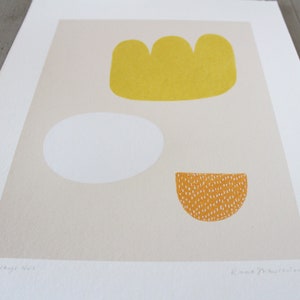 Abstract Shapes Modern Abstract Screenprint, Original Art, Yellow, Pink ...