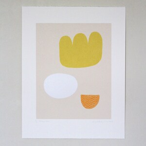 Abstract Shapes Modern Abstract Screenprint, Original Art, Yellow, Pink ...