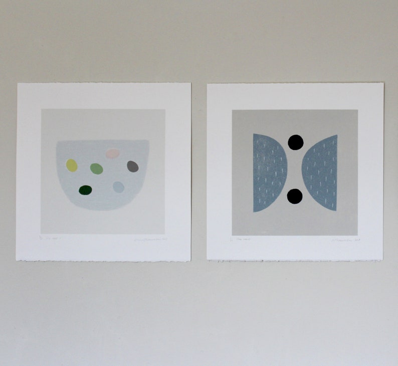 Abstract Screenprint Fine Art Original Grey Blue Black | Etsy