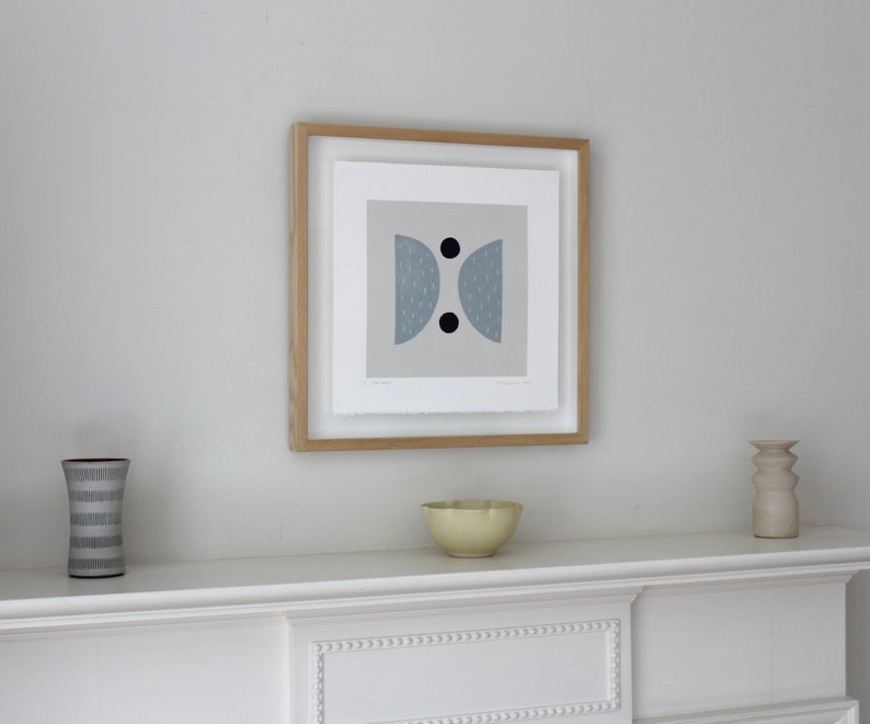 Abstract Screenprint Fine Art Original Grey Blue Black | Etsy