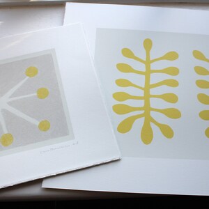 Yellow Screenprint, Original Minimal Spotty Handmade Original Art ...