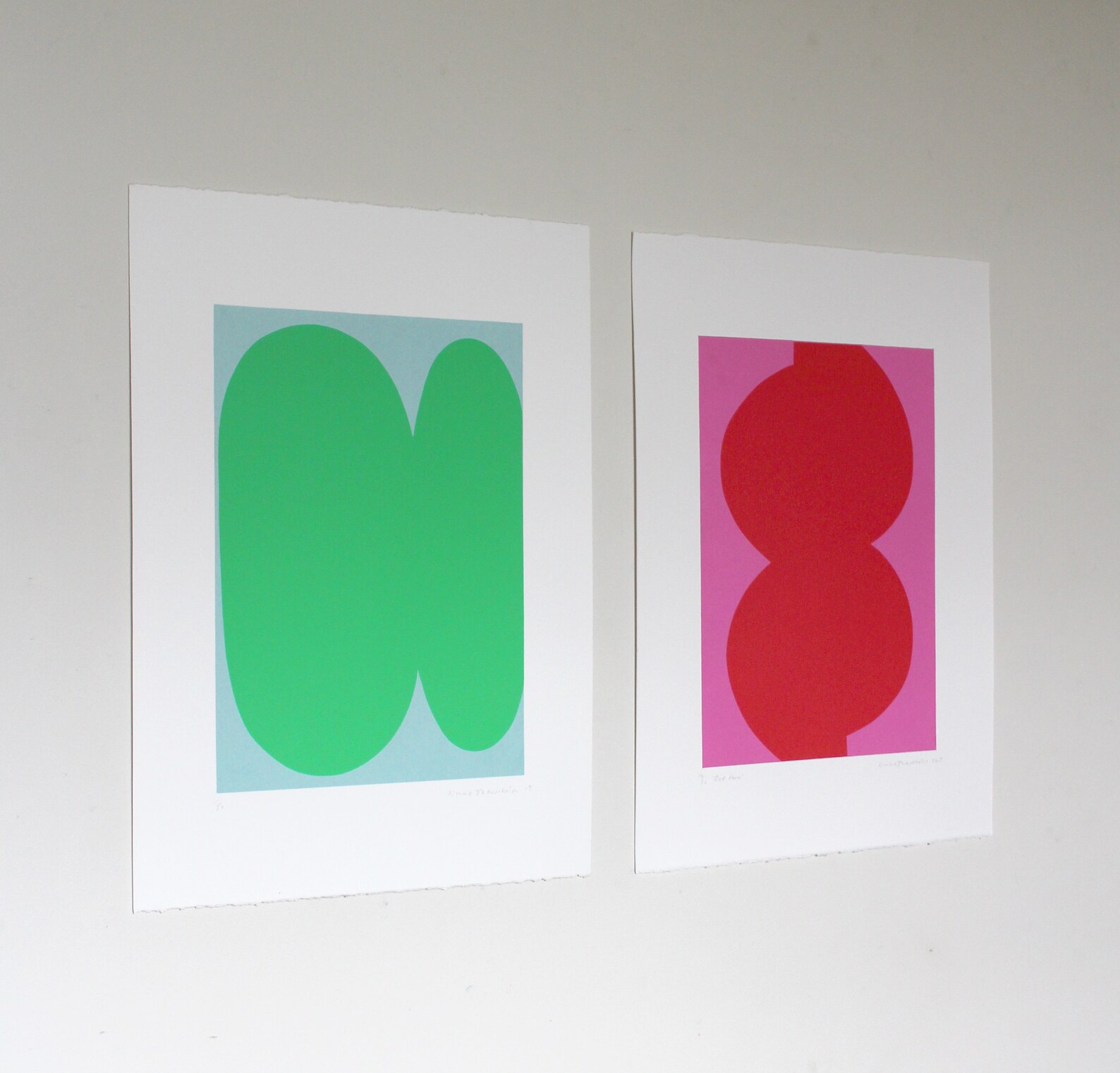 Retro Green and Blue Abstract Screenprint. Modern, Minimal Art by Emma ...
