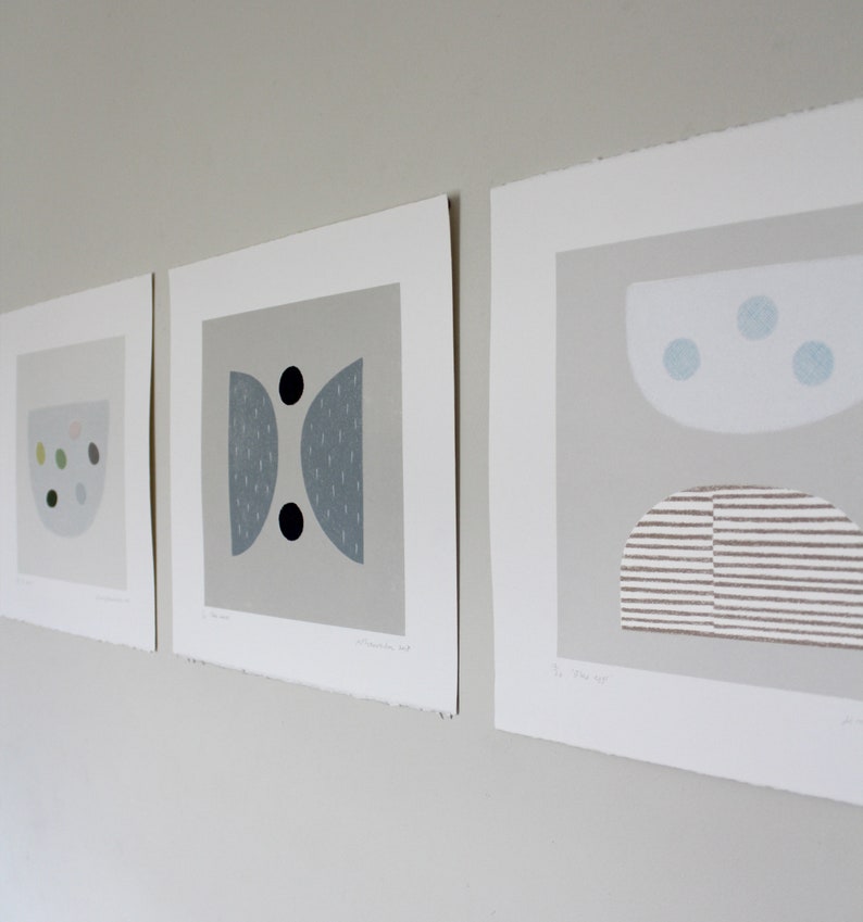 Abstract Screenprint Fine Art Original Grey Blue Black | Etsy