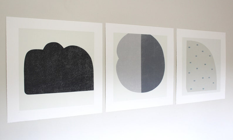 Large Black Abstract Minimal Original Screenprint Square - Etsy