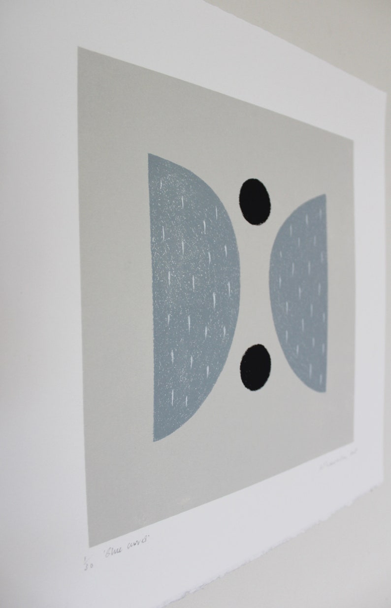 Abstract Screenprint Fine Art Original Grey Blue Black | Etsy