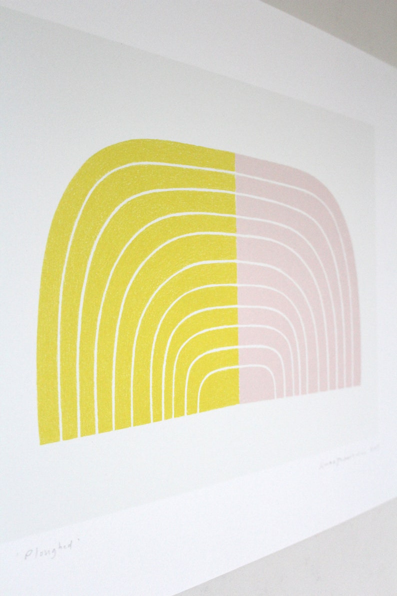 Minimal Abstract Original Art Handmade Screenprint Pink and - Etsy