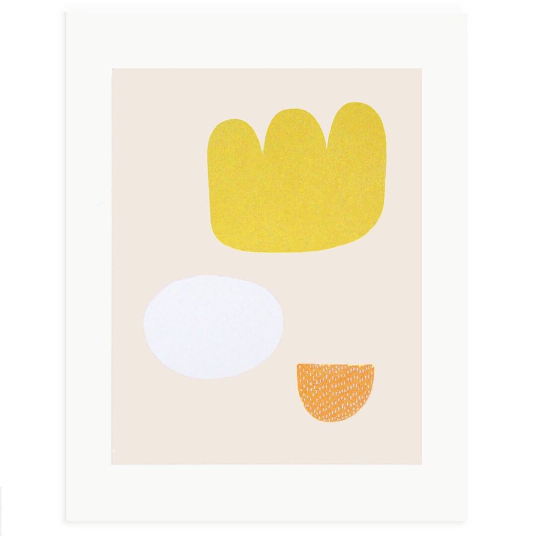 Abstract Shapes Modern Abstract Screenprint, Original Art, Yellow, Pink ...