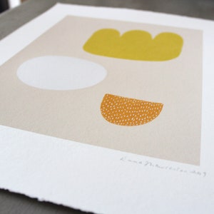 Abstract Shapes Modern Abstract Screenprint, Original Art, Yellow, Pink ...