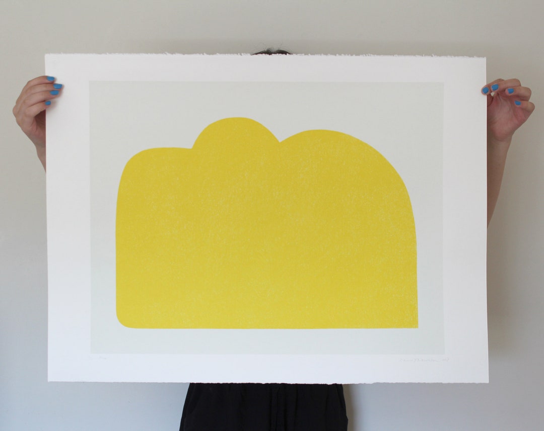 Large Yellow Abstract, Minimal Original Screenprint, Modern Wall Decor ...