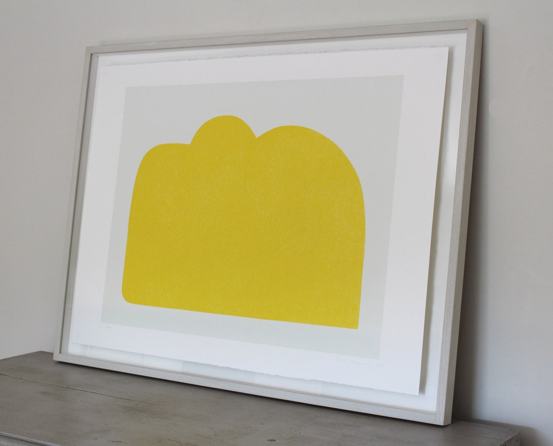 Large Yellow Abstract Minimal Original Screenprint Modern | Etsy
