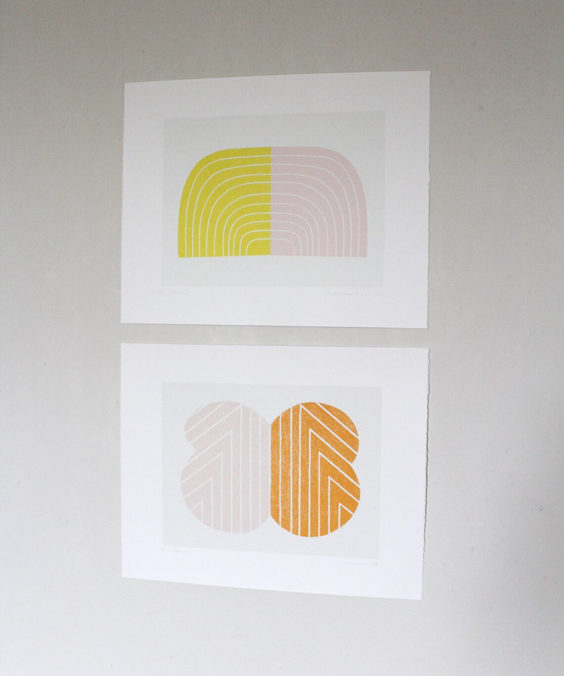 Minimal Abstract Original Art Handmade Screenprint Pink and - Etsy