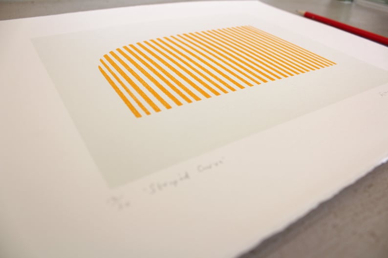 Minimal Original Orange Abstract Screenprint. Retro, Modernist Handmade ...