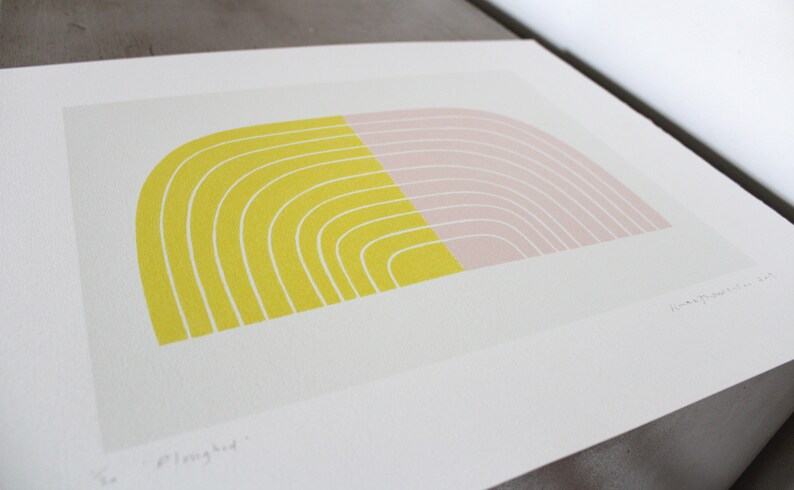 Minimal Abstract Original Art Handmade Screenprint Pink and - Etsy