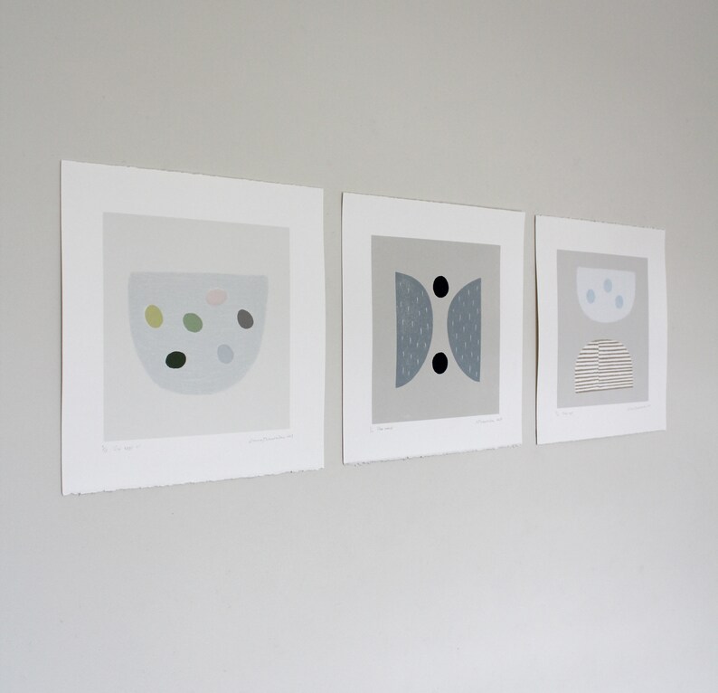 Abstract Screenprint Fine Art Original Grey Blue Black | Etsy