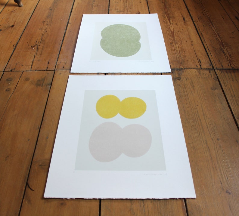 Minimal Original Art Abstract Handmade Screenprint Yellow and | Etsy