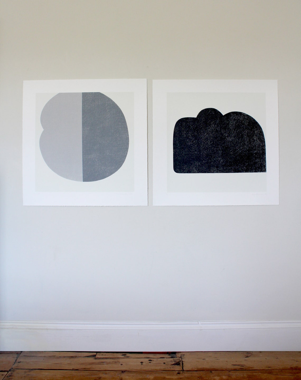 Large black abstract minimal original screenprint square | Etsy