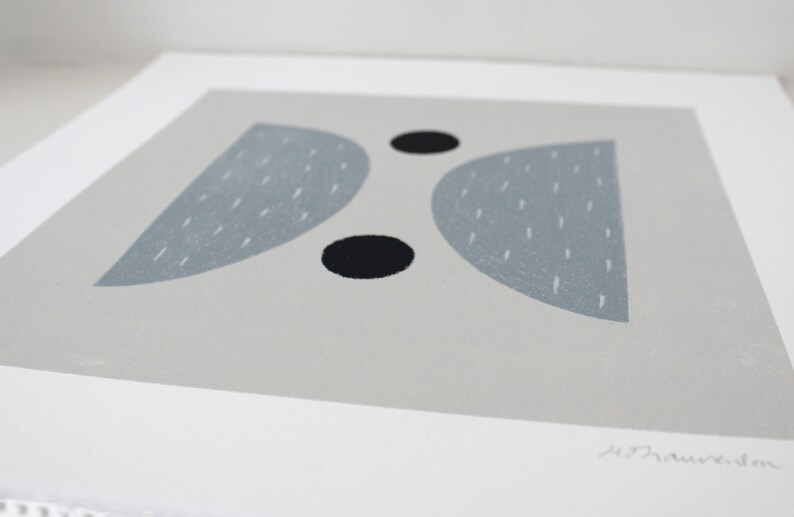 Abstract Screenprint Fine Art Original Grey Blue Black | Etsy