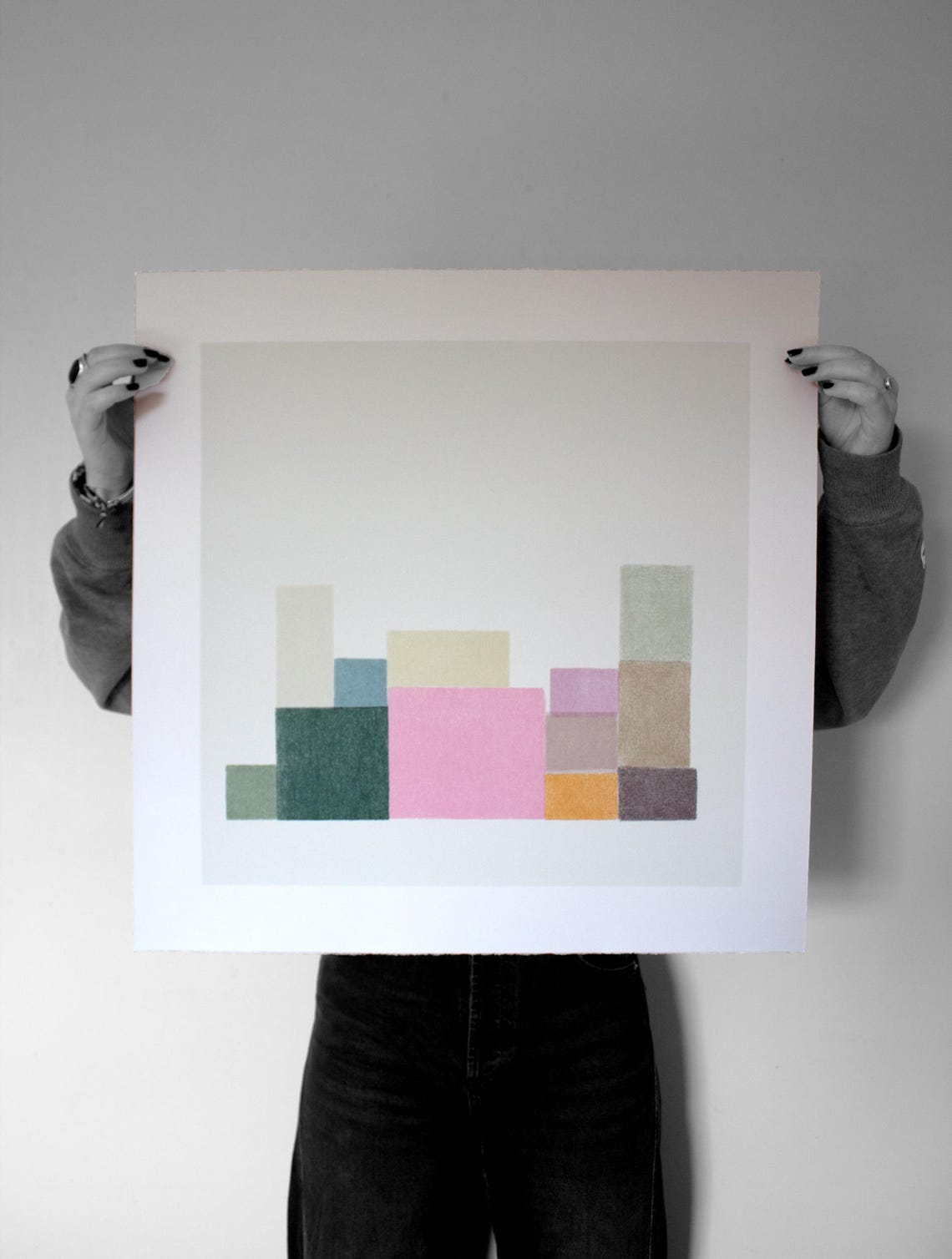 Retro Geometric Art, Large Original Screenprint by Emma Lawrenson ...