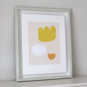 Abstract Shapes Modern Abstract Screenprint, Original Art, Yellow, Pink ...
