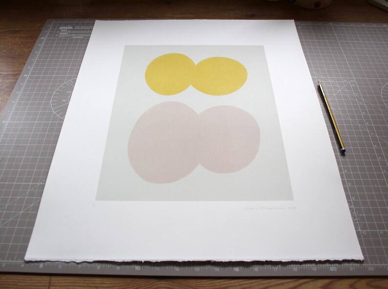 Minimal Original Art Abstract Handmade Screenprint Yellow and | Etsy