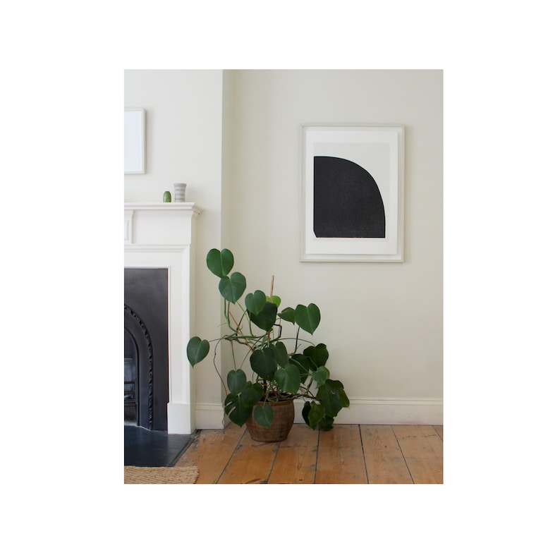 Large black abstract minimal original screenprint modern | Etsy