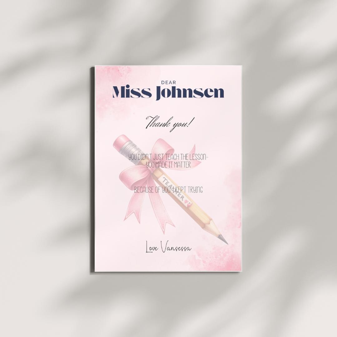 Editable Teacher Thank You Card | Printable or Digital | Customizable ...