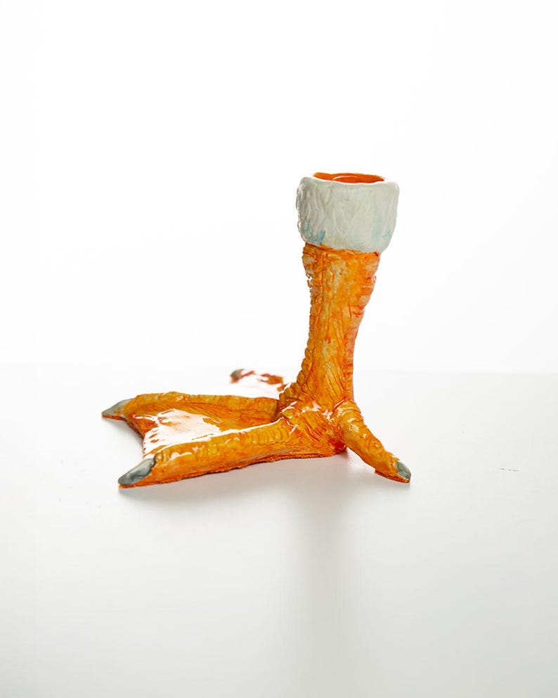 Handmade Clay Candle Holder – Goose Foot Candlestick, Whimsical Ceramic ...