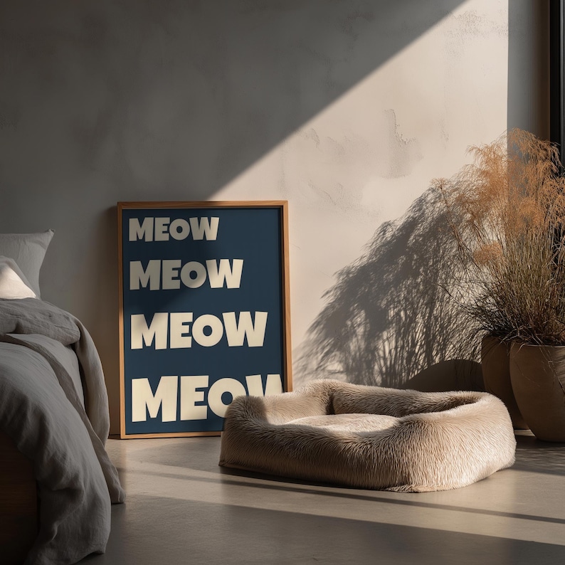 MEWO Cat Digital Art, Printable Wall Art, 5 Sizes Included - Etsy