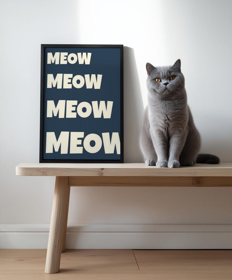 MEWO Cat Digital Art, Printable Wall Art, 5 Sizes Included - Etsy