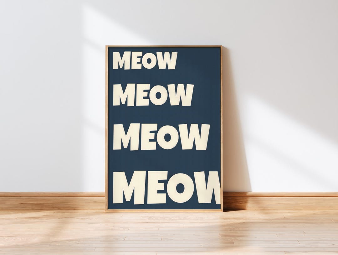 MEWO Cat Digital Art, Printable Wall Art, 5 Sizes Included - Etsy