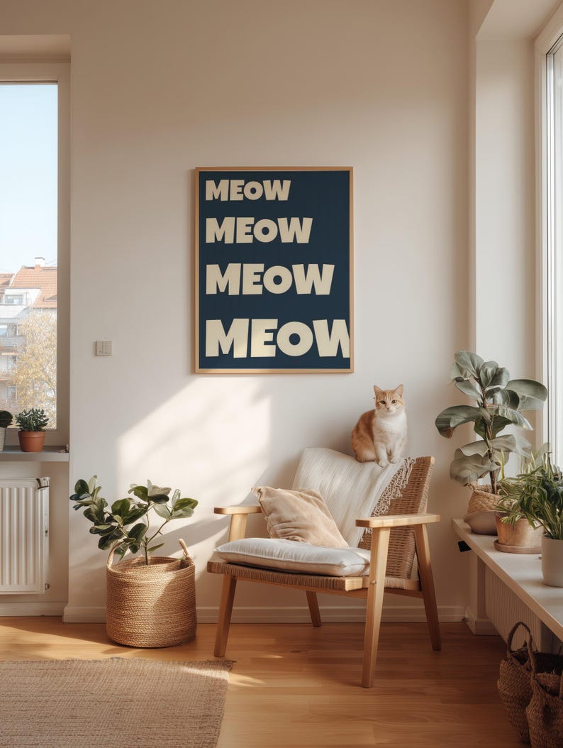 MEWO Cat Digital Art, Printable Wall Art, 5 Sizes Included - Etsy