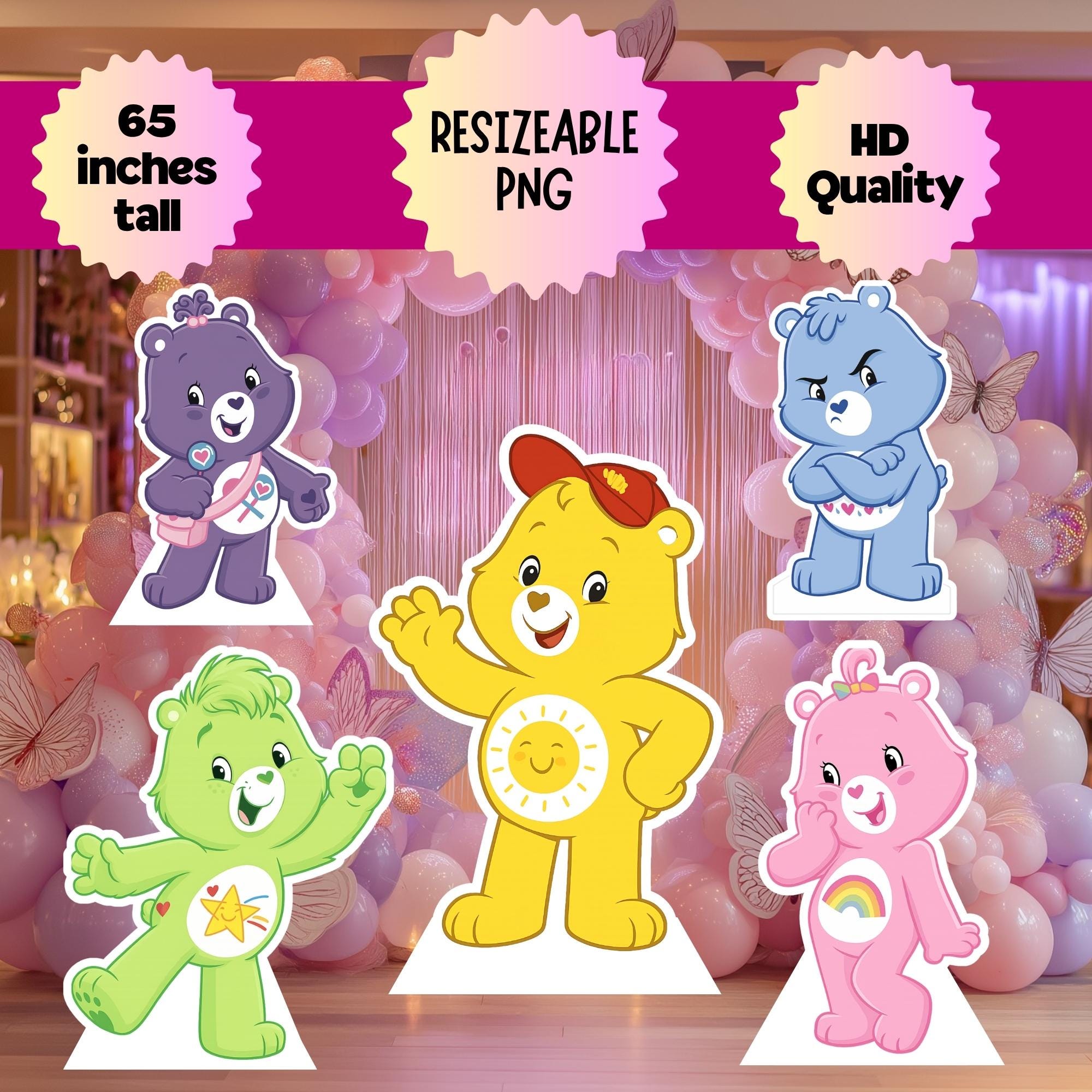 Care Bears Standee Cutouts, Kawaii Birthday Party Decor PRINTABLE, Kids ...