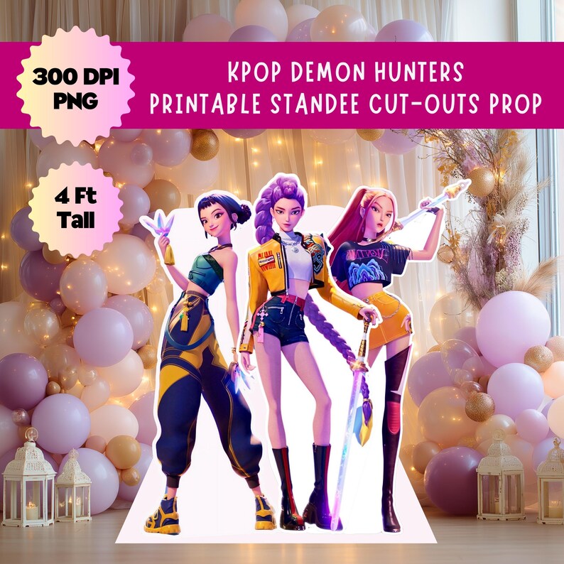 Printable Kpop Demon Hunters Standee Cut Outs, Huntrix DIY Cutout Party ...