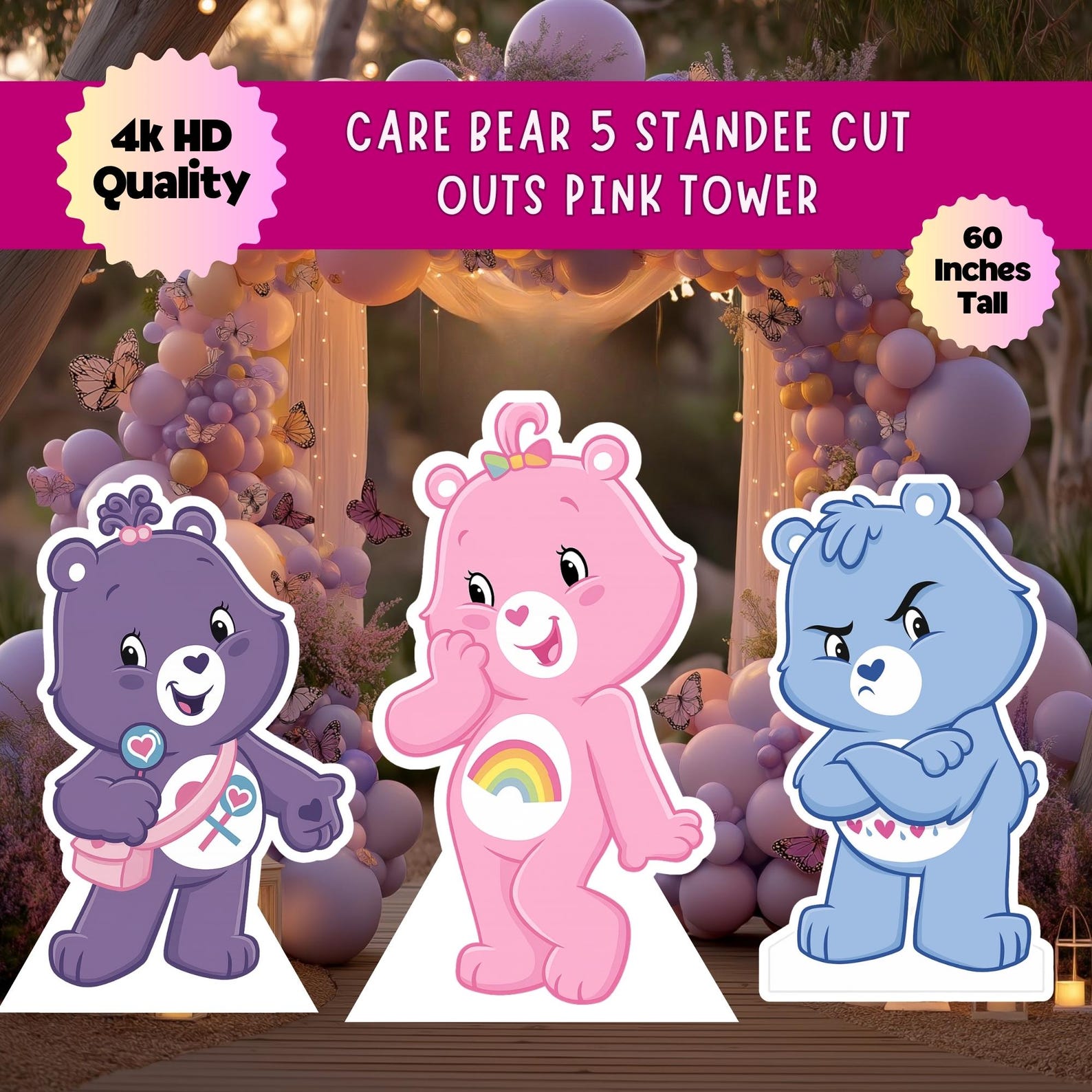 Care Bears Standee Cutouts, Kawaii Birthday Party Decor PRINTABLE, Kids ...