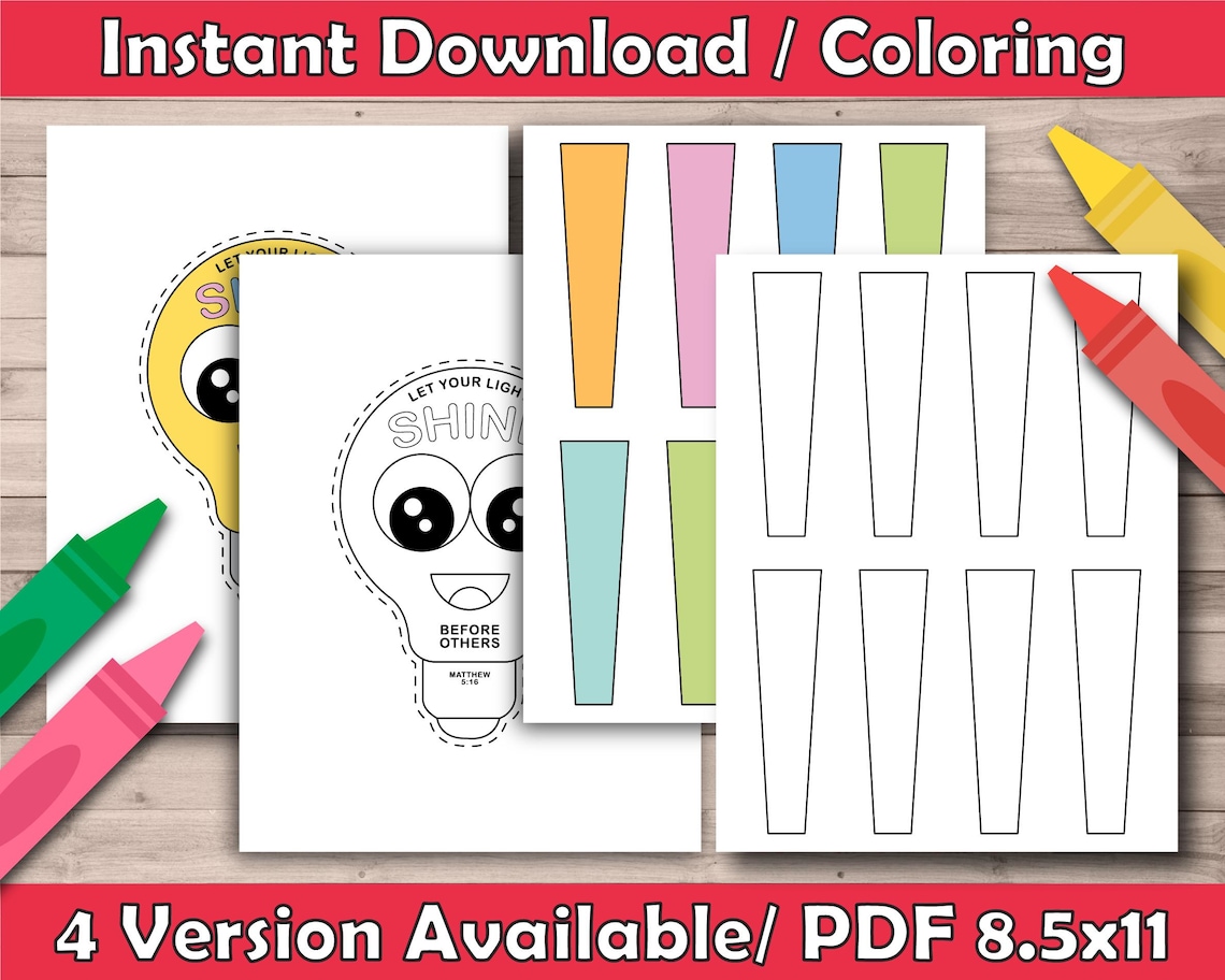Let Your Light Shine Craft, Sunday School Activity (digital Download ...