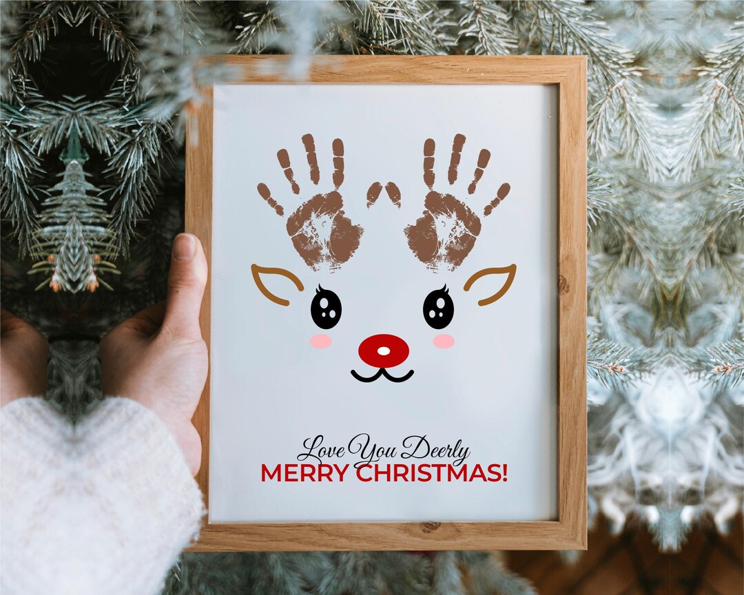 Christmas Handprint Art, I Love You Deerly, Christmas Reindeer Craft ...