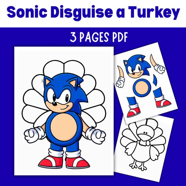 Sonic Turkey Disguise Template Printable - Etsy