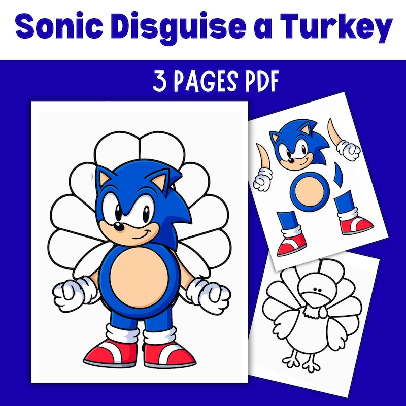 Sonic Turkey Disguise Template Printable - Etsy