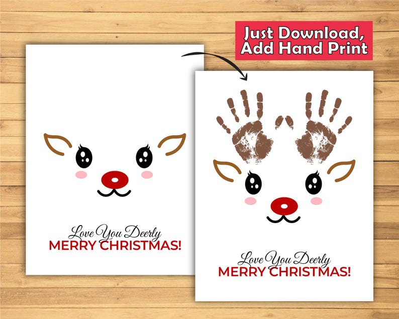 Christmas Handprint Art, I Love You Deerly, Christmas Reindeer Craft ...