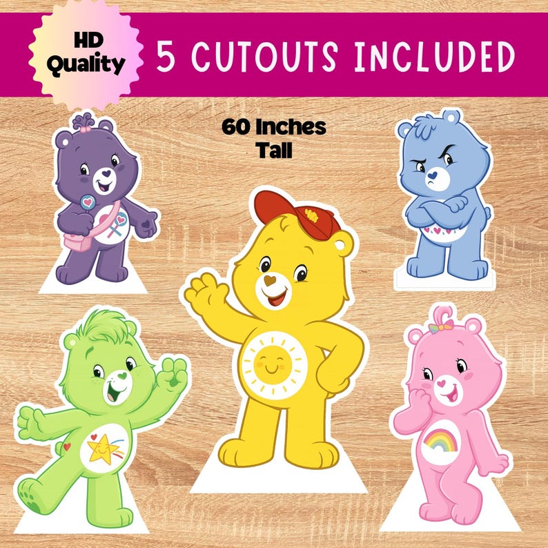 Care Bears Standee Cutouts, Kawaii Birthday Party Decor PRINTABLE, Kids ...