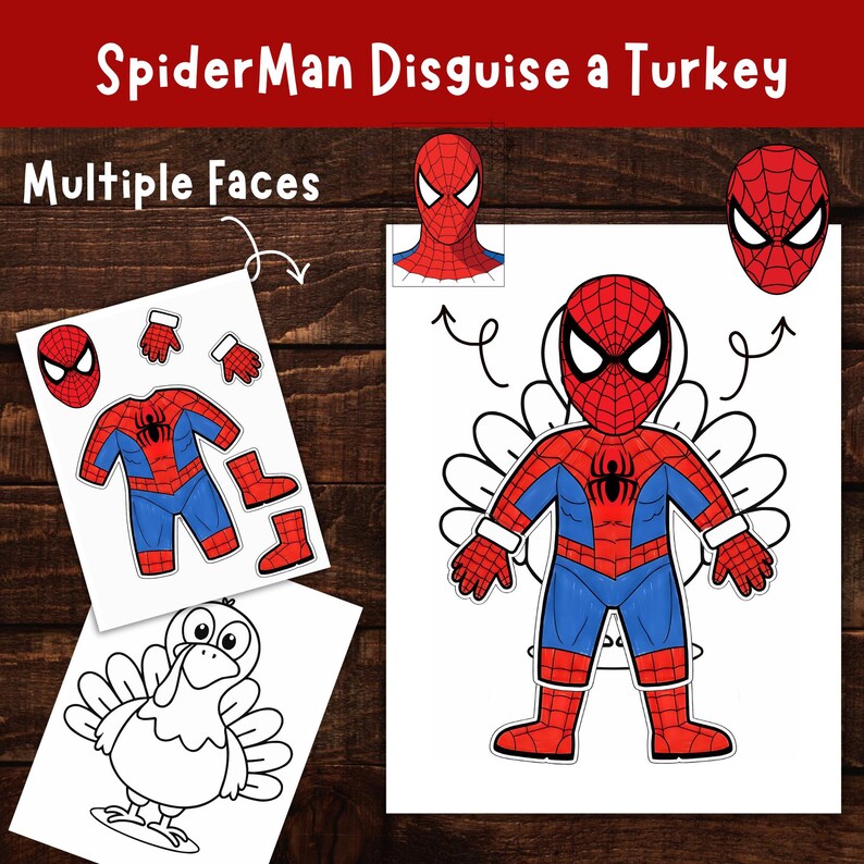 Plantilla imprimible para disfrazar a un pavo de Spiderman, Manualidad ...