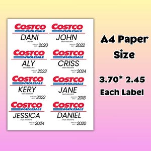 Costco Birthday Party Signs, Editable Name Tags (digital Download) - Etsy