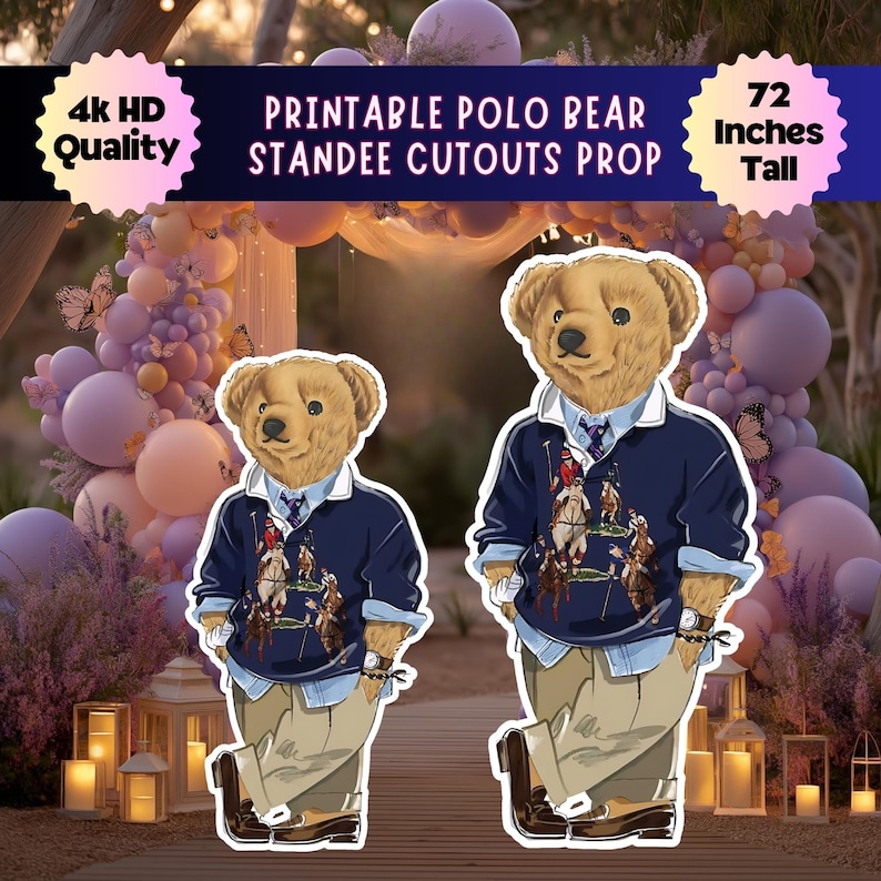 Printable Big Bear Standee, Ralph Lauren Inspired Baby Shower Decor ...