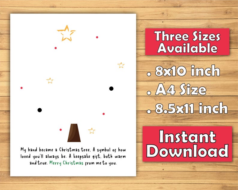 Christmas Tree Handprint Art, Printable DIY Xmas Gift for Parents ...